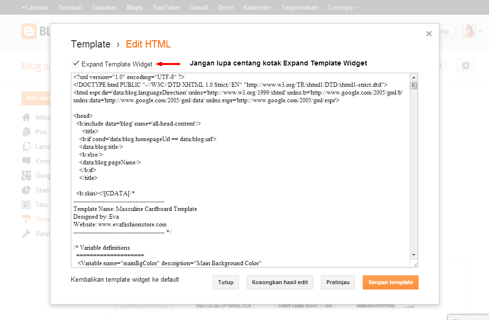 Cara Memasang Template Di Blogger