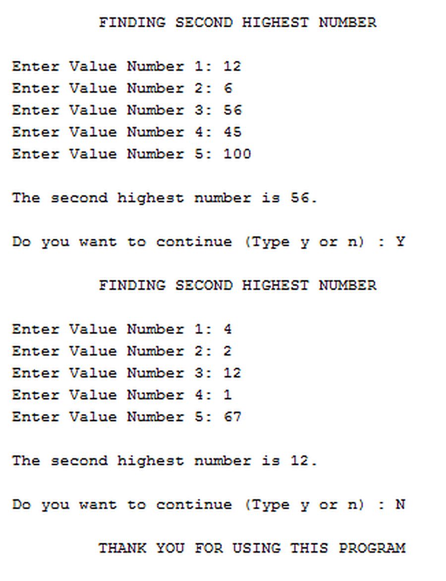 Free Programming Source Codes And Computer Programming Tutorials Second Highest Number In Java