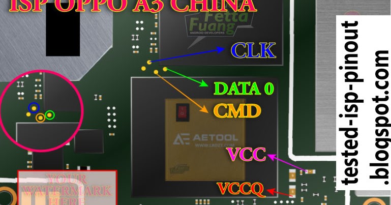 OPPO A3 CHINA EMMC ISP Pinout Download for flashing and unlocking