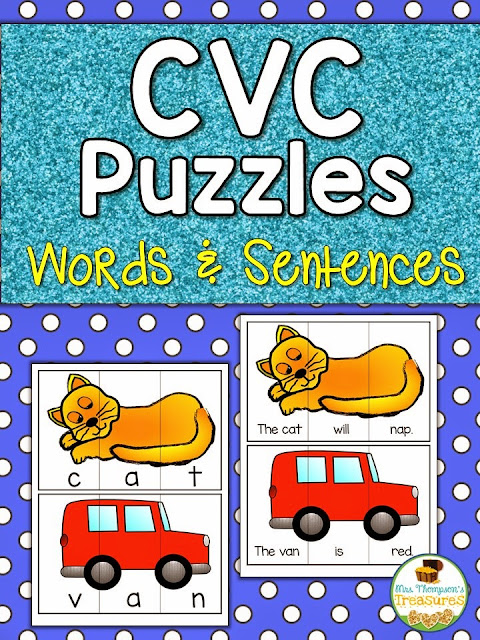 New CVC Puzzles Freebie! - Mrs. Thompson's Treasures