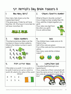 Fun Games 4 Learning: St. Patrick's Day Math Freebies