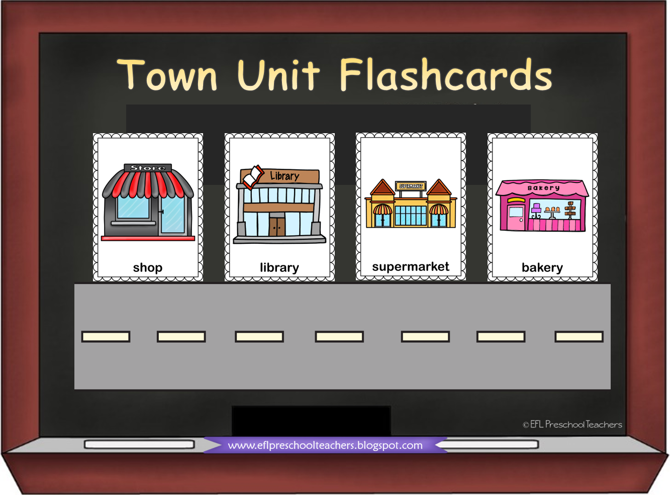 ESL/EFL Preschool Teachers: Town Unit Flashcards for Kindergarten ELL