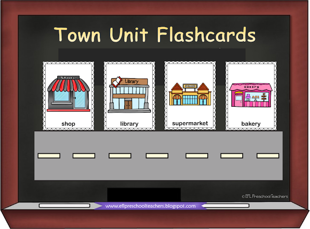 ESL/EFL Preschool Teachers: Town Unit Flashcards for Kindergarten ELL