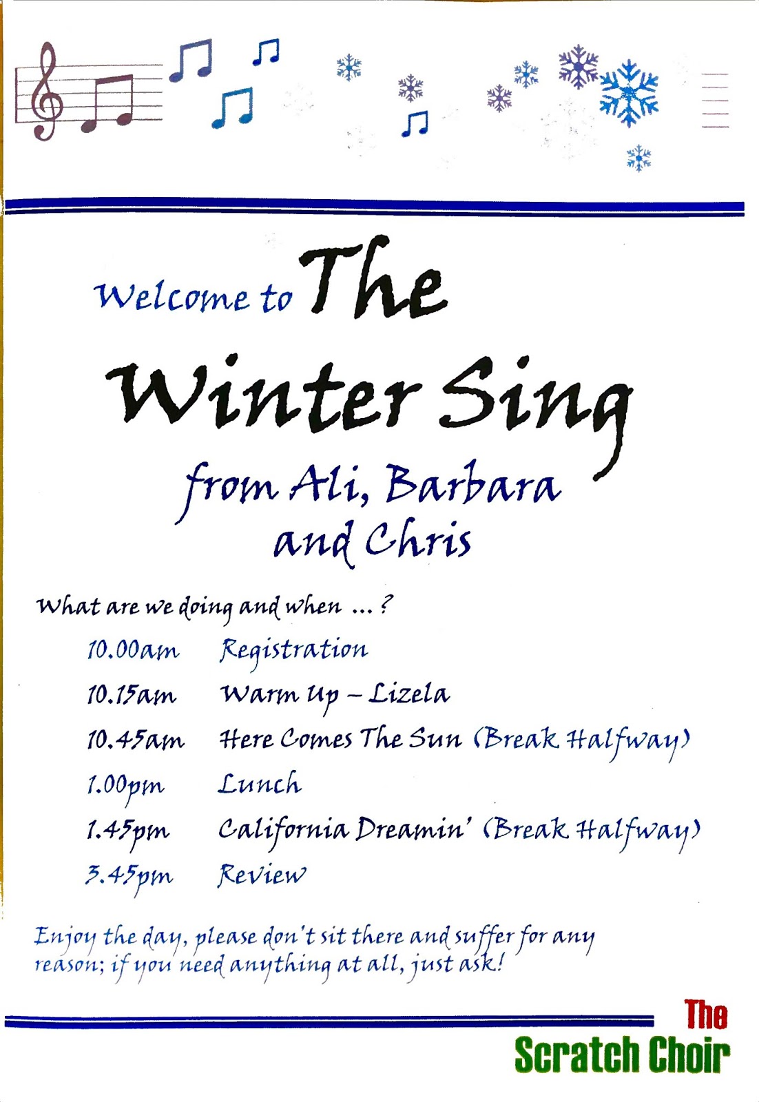 The Scratch Choir for Summer: SONGS