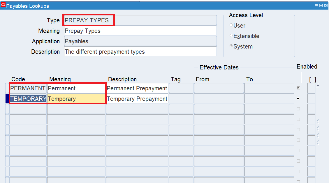Type of Prepayment in Oracle Apps R12