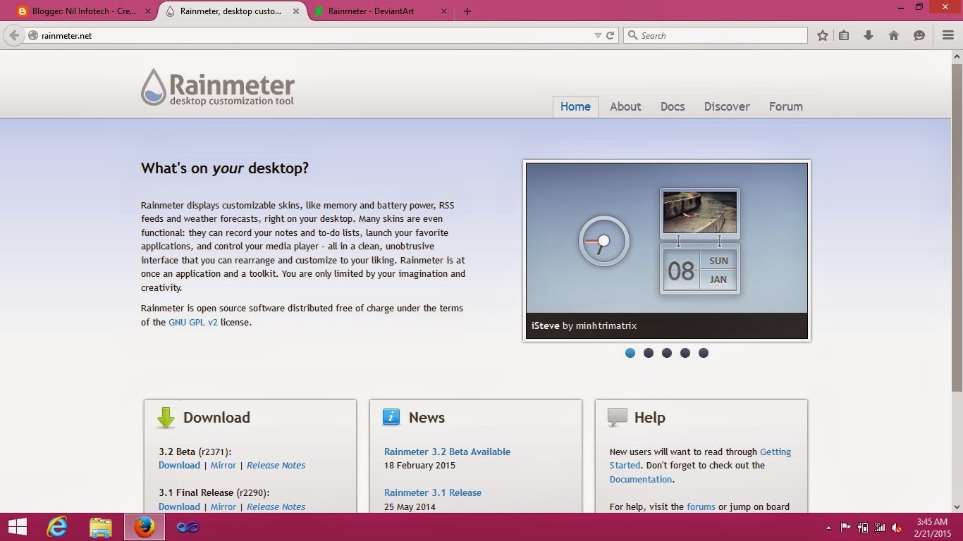 Rainmeter : Make your Desktop Cool and Infomative | Nil Infotech