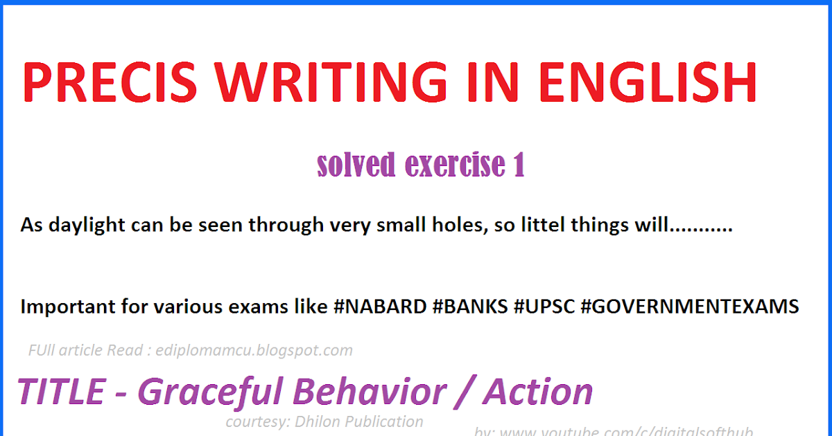 eDiplomaMCU: Precis: Graceful Behavior (/ Action Mirrors Personality ...