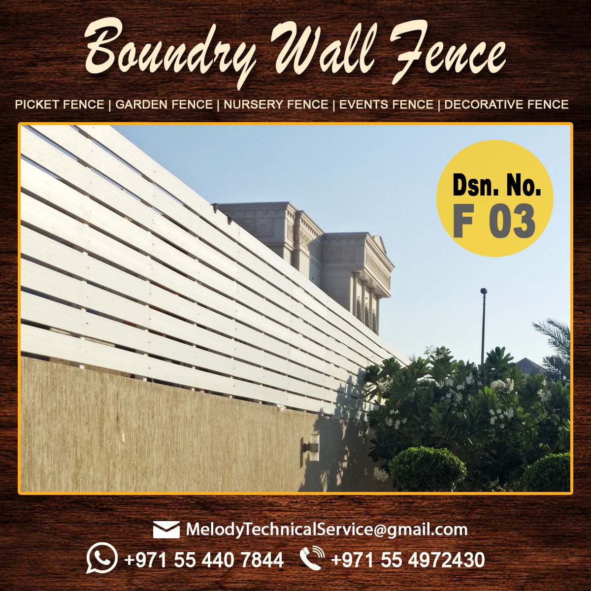 Wooden Fnce UAE. Picket Fence Dubai, Garden fence Suppliers Abu Dhabi