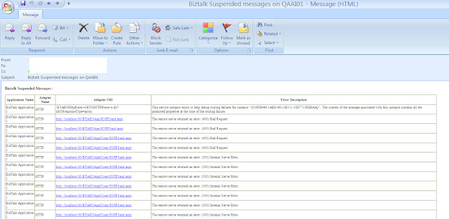 Rajasekhars Biztalk Blog Biztalk Suspended Messages Email Notification