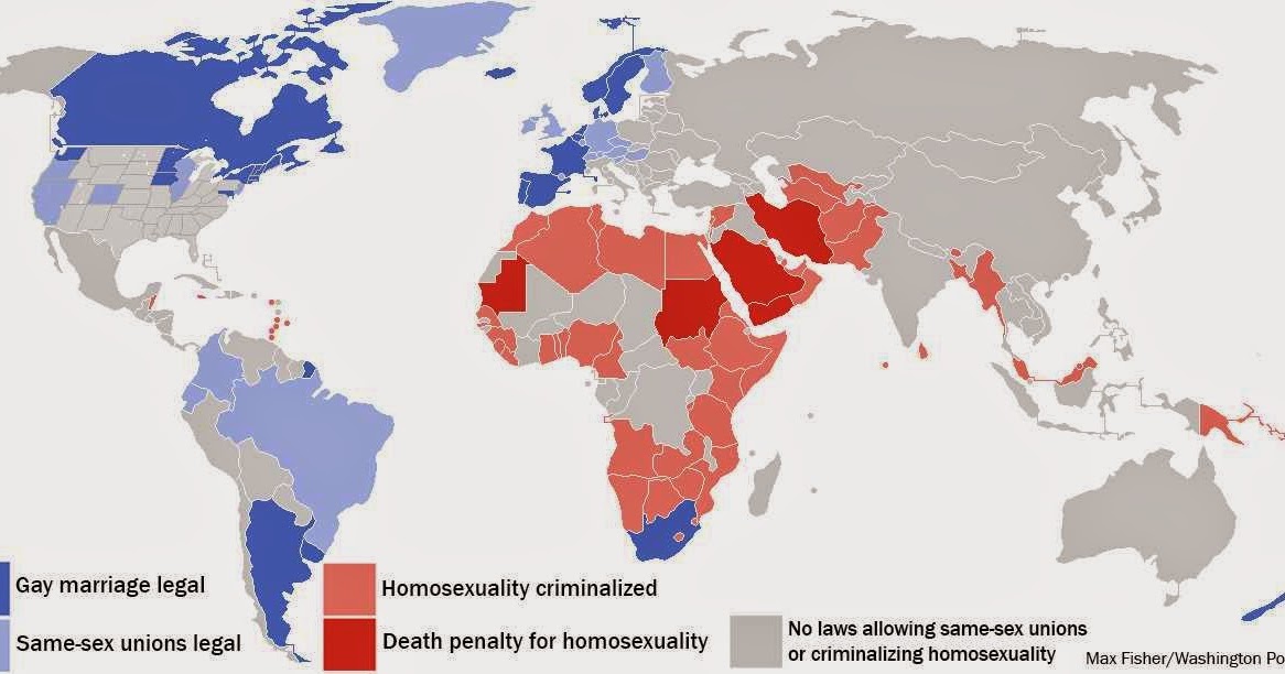 Maps Showing Gay Rights Around the World - Free Printable Maps