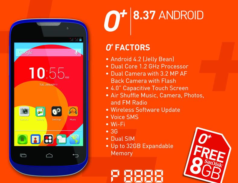 O Plus announced the specs and price of O+ 8.37 with free 8GB memory card