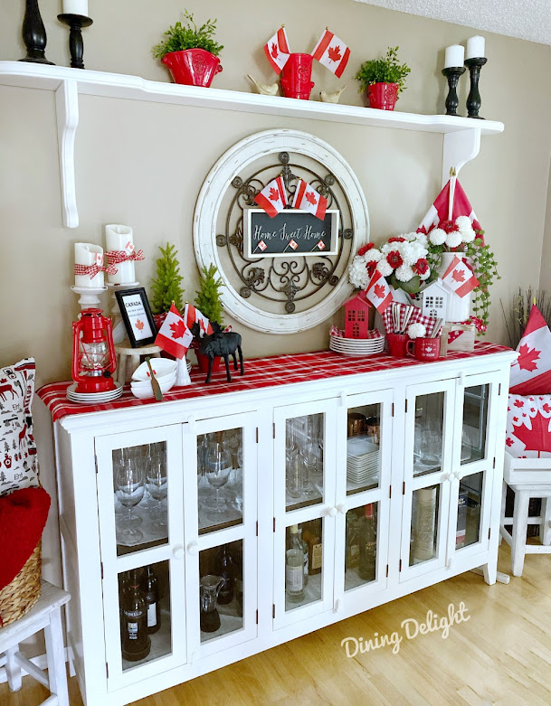 Dining Delight: Canada Day Decor on Kitchen Sideboard