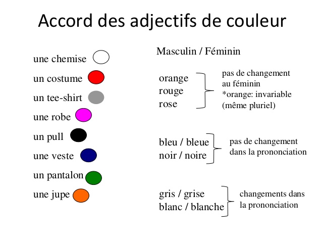 EN ROUTE avec ANDREA : Les adjectifs de couleurs