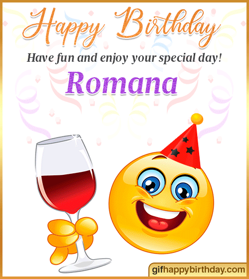 Wish Happy Birthday GIFs with Name Romana