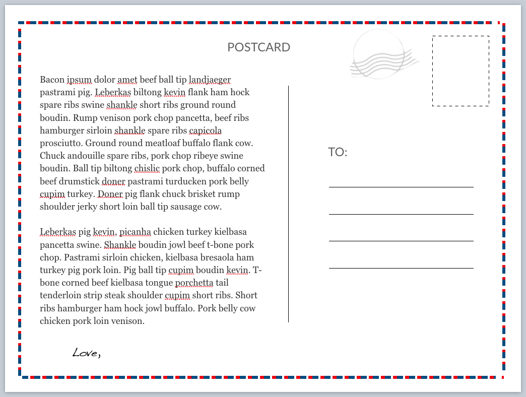 teach42morrow: Postcard template for Quick Writing Activities