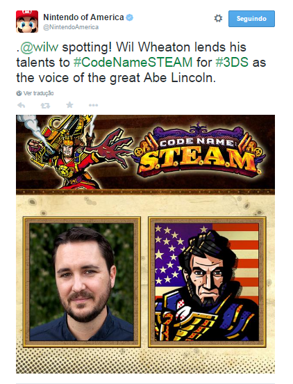 Personagem de Codename S.T.E.A.M. (3DS) será dublado pelo ator Wil ... Personagem de Codename S.T.E.A.M. (3DS) será dublado pelo ator Wil ...