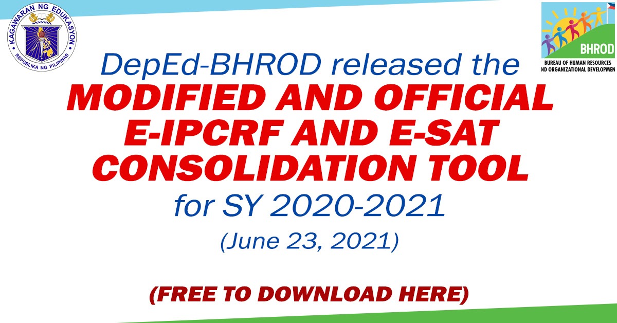 DepEd Official e-IPCRF & e-SAT Consolidation Tool for SY 2020-2021 (Released by DepEd-BHROD ...