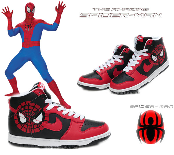 Animate Custom Shoes: Superhero Nike dunks, Red nike shoes custom high tops