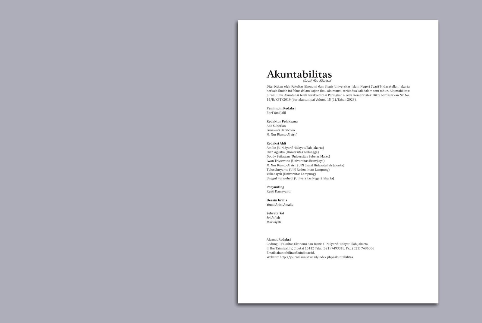 Layout dan Desain Cover Jurnal Akuntabilitas 2019 - FEB UIN Syarif ...