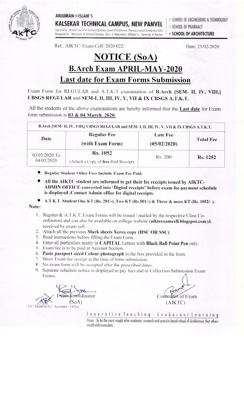 EXAM-CELL NOTICE BOARD: NOTICE- SOA & SOP- EXAM FORM - 1ST HALF OF 2020 ...