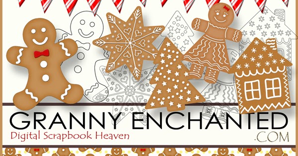 GrannyEnchanted.Com-Main: A-026 Gingerbread Man Digital Scrapbook Pack