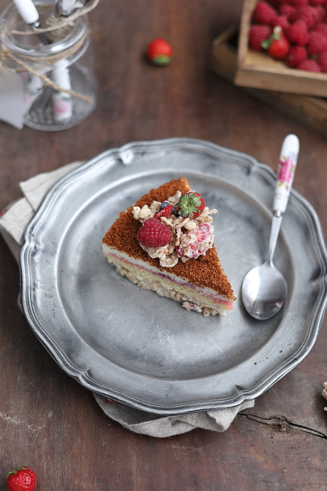 Croustillant fruits rouges et chocolat blanc