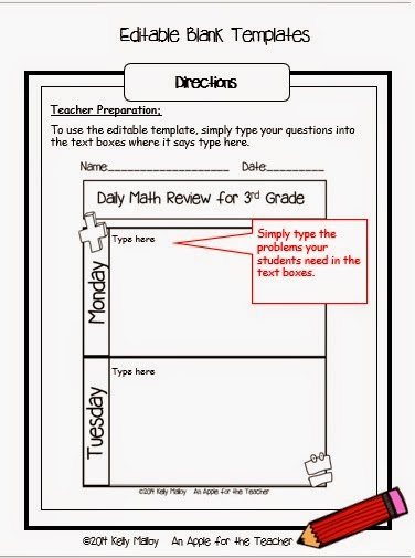 An Apple For The Teacher: Daily Math Review