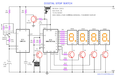 (IC LM555 + 4-digit counter IC MM74C926 + multiplexed 7-segment LED ...