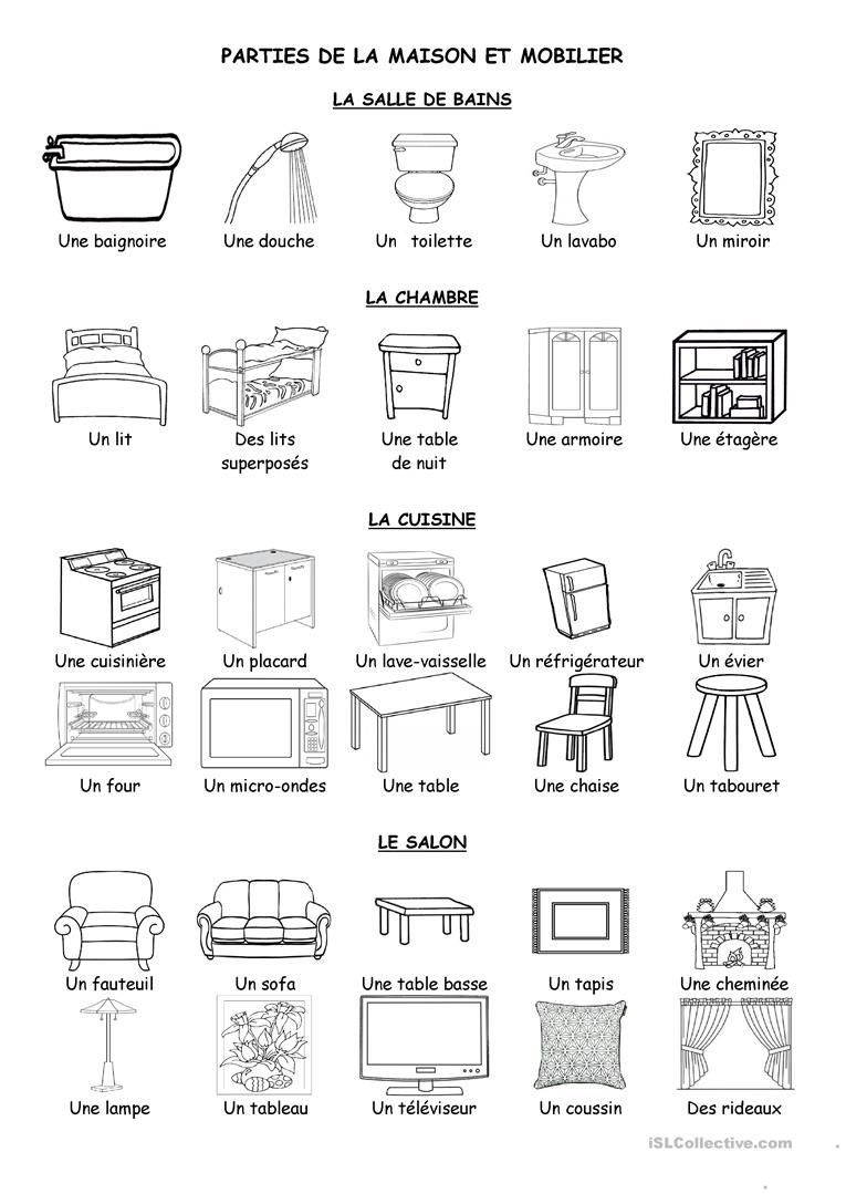 Le français "Oh là là!": les meubles de la maison