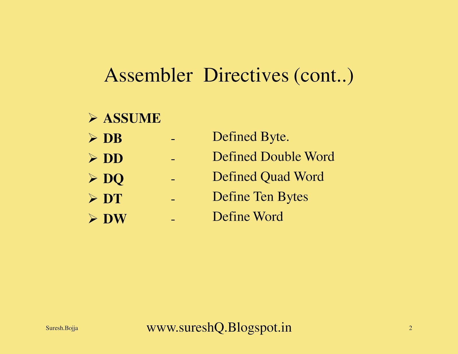 😎 Assembler Directives Definition Assembler Directive 2019 03 04