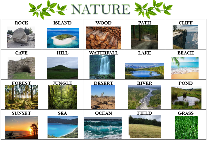 Pop into the English bubble: VOCABULARY. NATURE