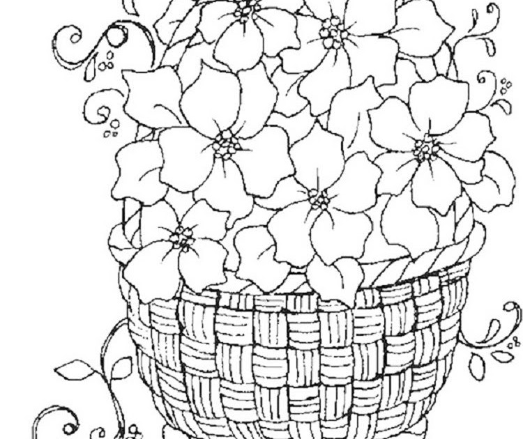 Flower Basket Coloring Pages | Coloring Pages