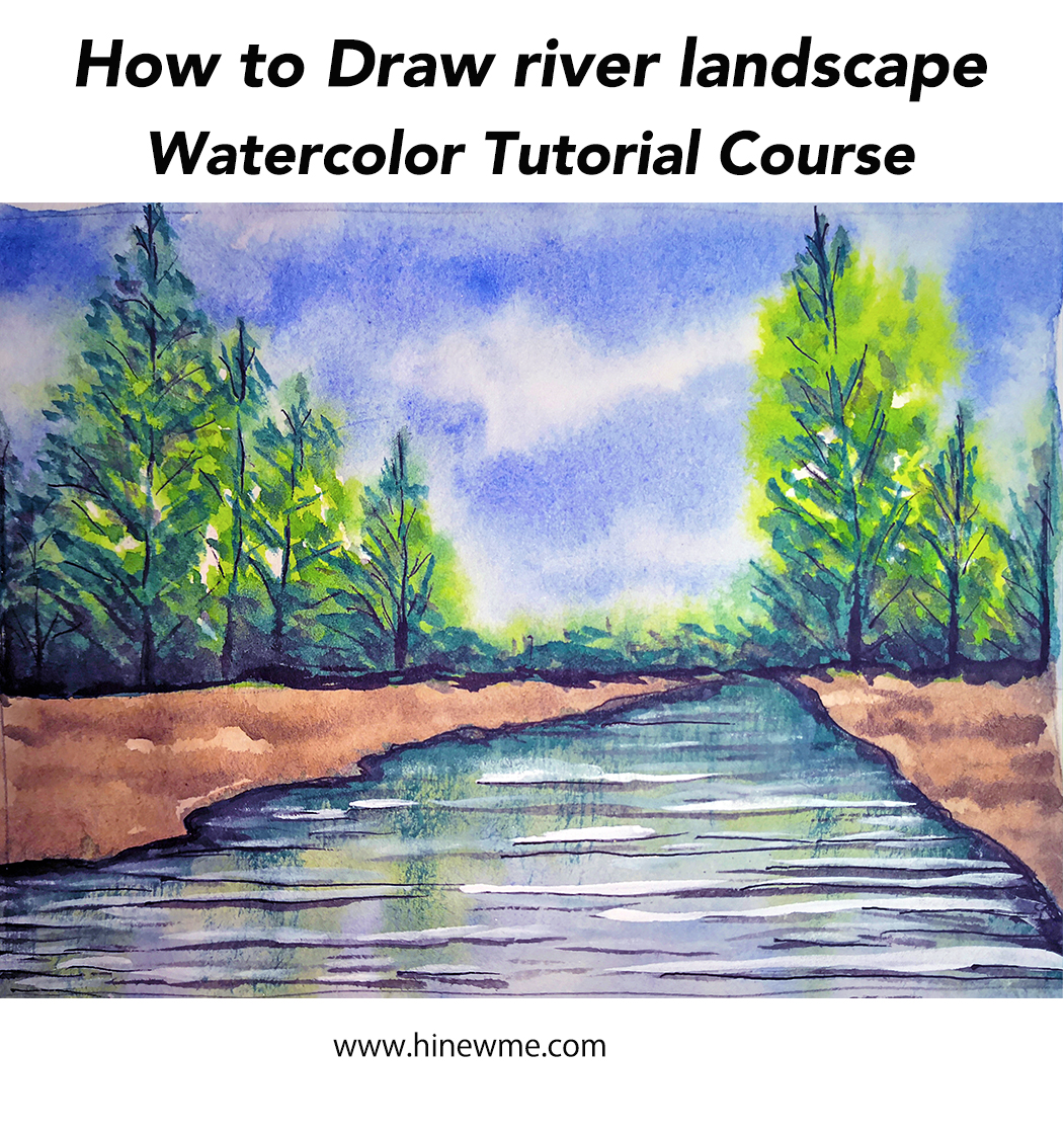 2 Watercolor landscape tutorial step by step easy for beginner