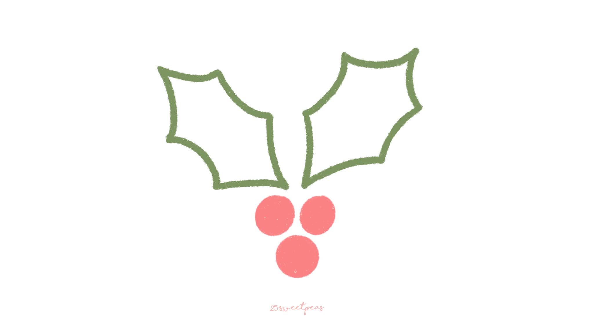 Step by Step : How to Draw or Paint Christmas Holly — 25 Sweetpeas