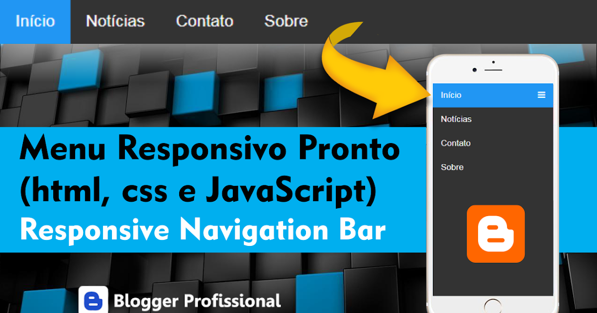 Blogger Profissional Menu Responsivo Html Pronto Html Css E Javascript Responsive