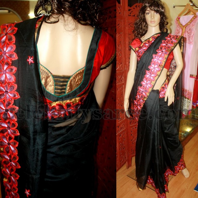 Thread Work Tusser Silk Saree - Saree Blouse Patterns