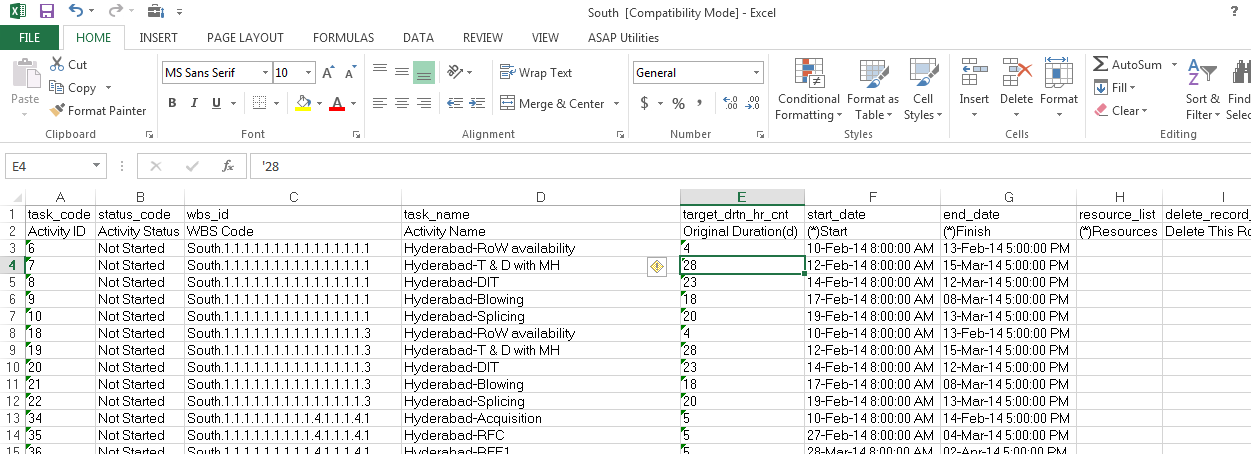 Export Primavera P6 Data into Excel and Format