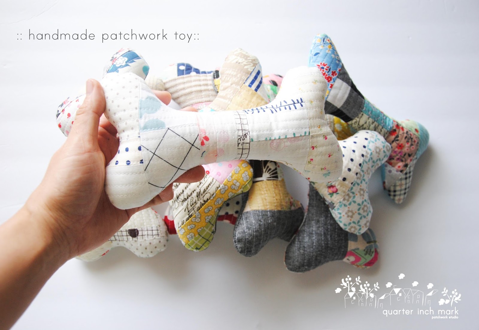 1/4" mark: Lucky Bone Patchwork Toy Sewing Pattern