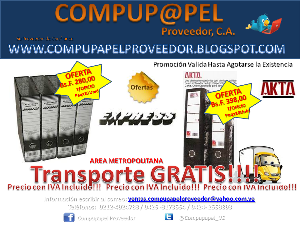 ARCHIVADORES LOMO ANCHO T/OFICIO MARCA AKTA Y EXPRESS ~ Compup@pel ...