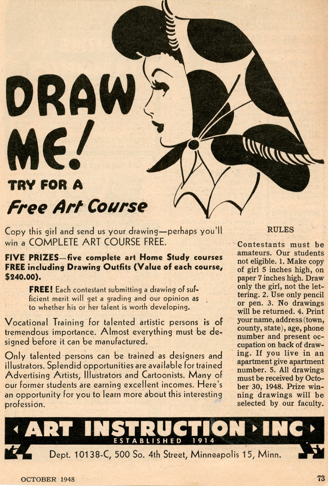 Mitch O'Connell: "Draw Me!" The Classic Ads of Art Instruction Inc.!