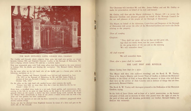 Bernard Oakley Memorial Garden and Pleasure Grounds Colman Hill Cradley