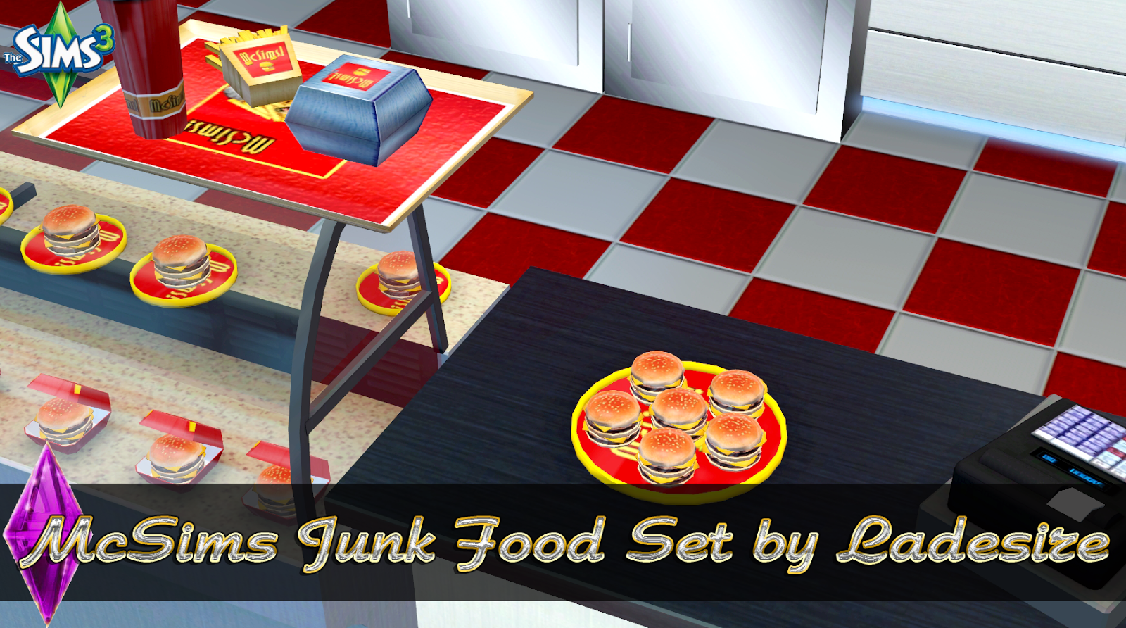 Ladesire's creative corner): TS3 - McSims Junk Food Set by Ladesire