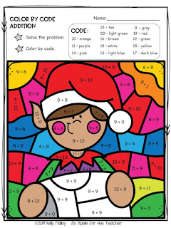 An Apple For The Teacher: Christmas Color By Number Worksheets