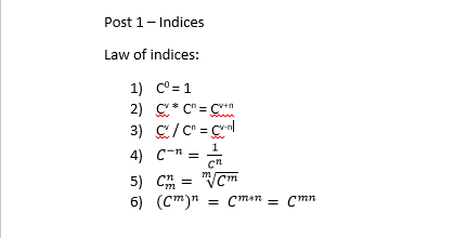 Maths Blog: Post 1 - Indices