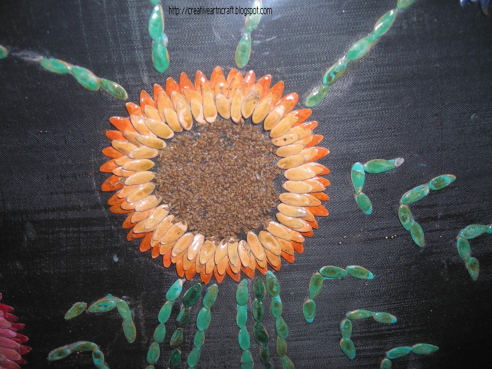 Anu's art and crafts: Painting made out of Musk Melon Seeds