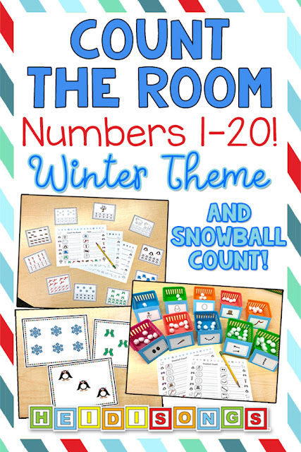Count the Room, Editable Write the Room Activities for WINTER!