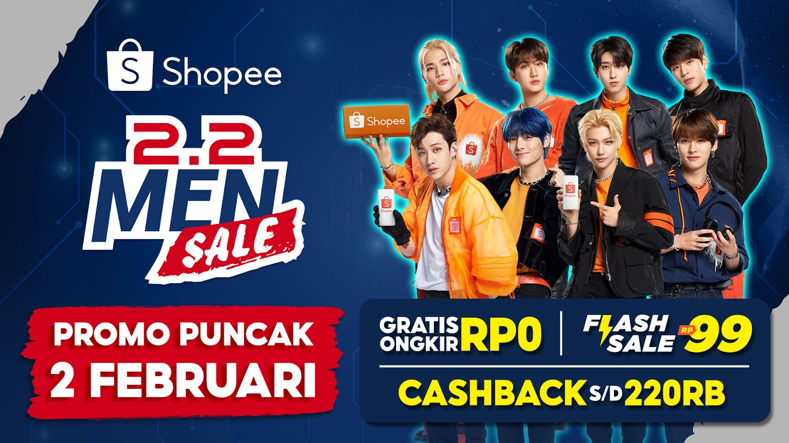 Promo Puncak Shopee 2.2 Men Sale Hadirkan Gratis Ongkir, Flash Sale, dan Cashback! | scanharga