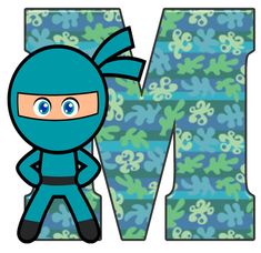 Abecedario con Ninjas en Verde, con Números. - Oh my Alfabetos!