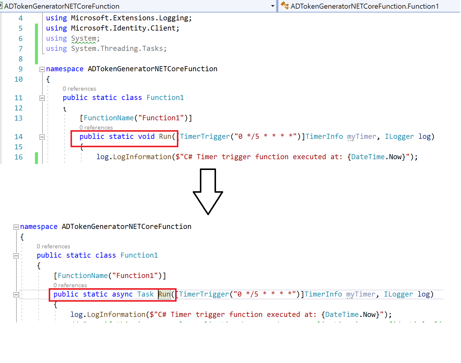 Azure Function for generating Azure AD Token using .NET core