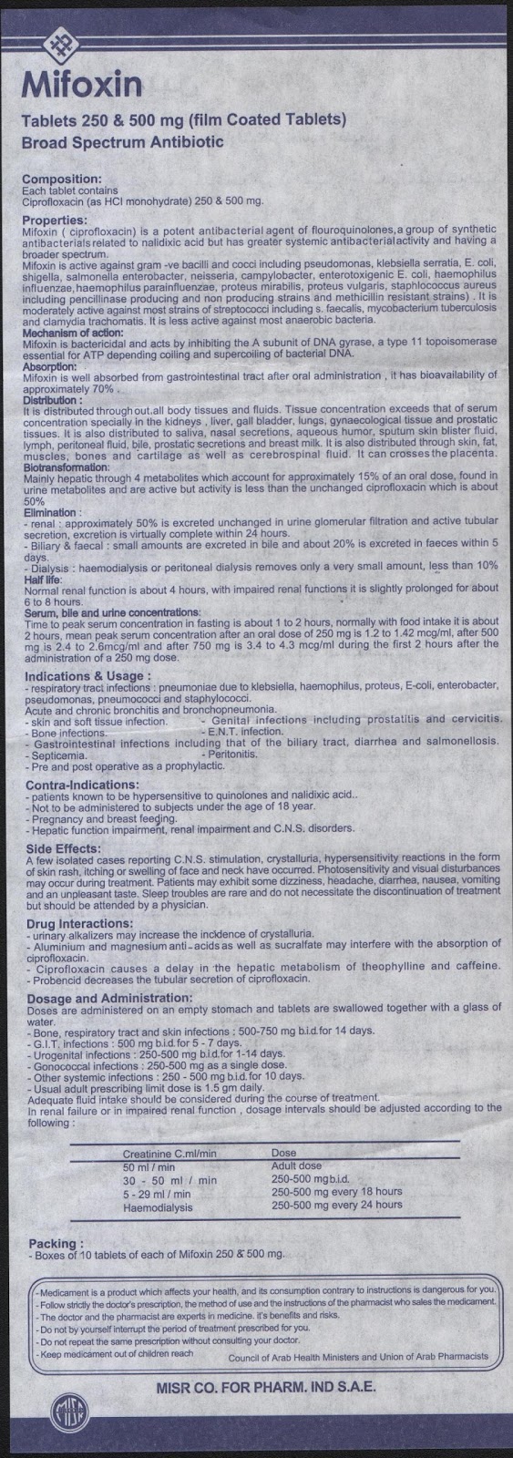 Drug Pamphlet: Mifoxin